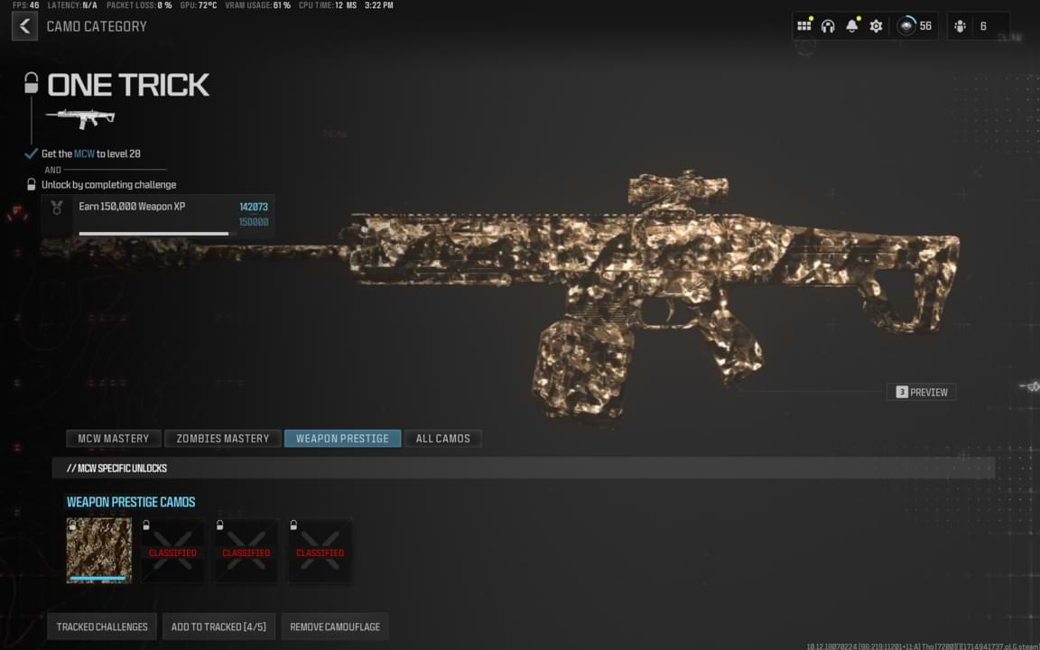 How to unlock Weapon Prestige Camos in MW3 Season 3